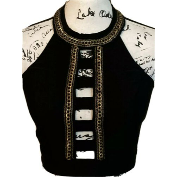 Wildcat | Tops | Wildcat Black Cage Front High Neck Backless Crop Top W ...